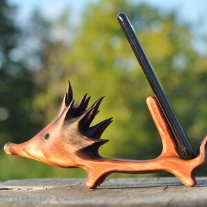 Hedgehog Wooden Phone Stand Wood iPhone Stand Cute Gift Idea Holder ...