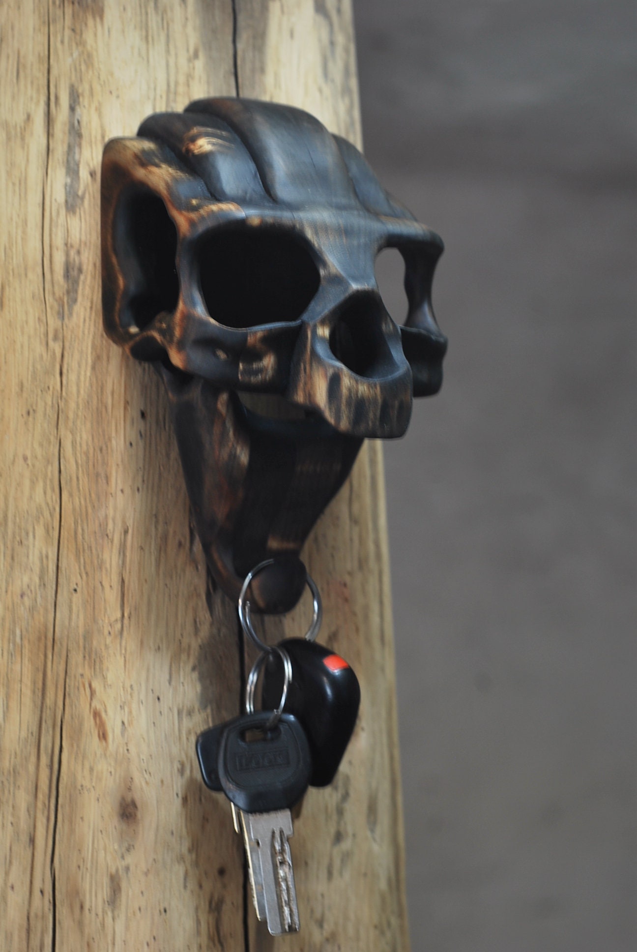 Holder Key Wood Skull Hook for Wall Gothic Gift for Him Wooden | Etsy
