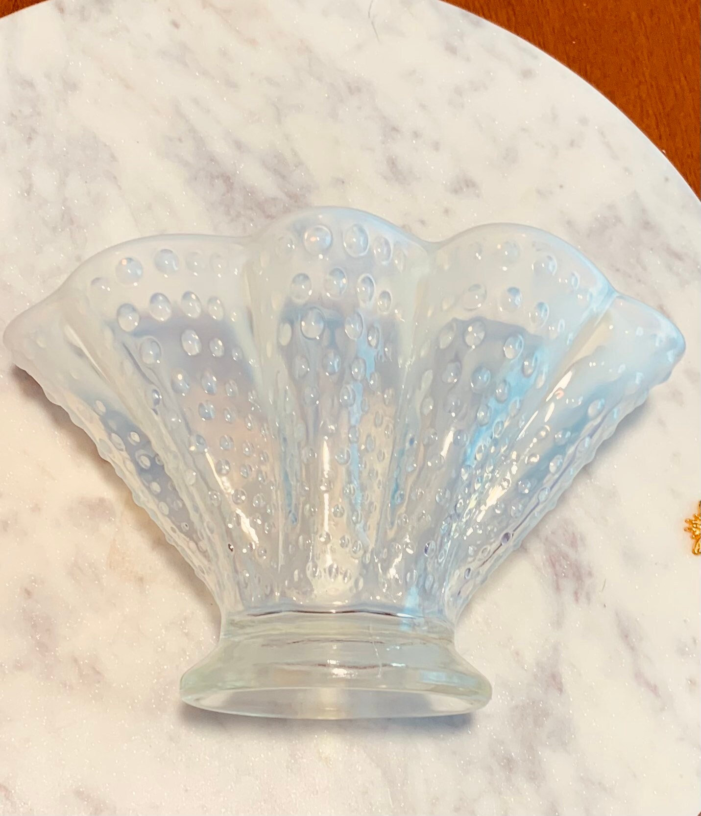 Fenton French Moonstone Opalescent Fan Vase - Etsy