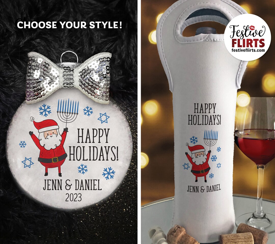 Personalized Interfaith Santa Menorah Holiday Ornament or - Etsy