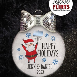 Personalized Interfaith Santa Menorah Holiday Ornament or - Etsy