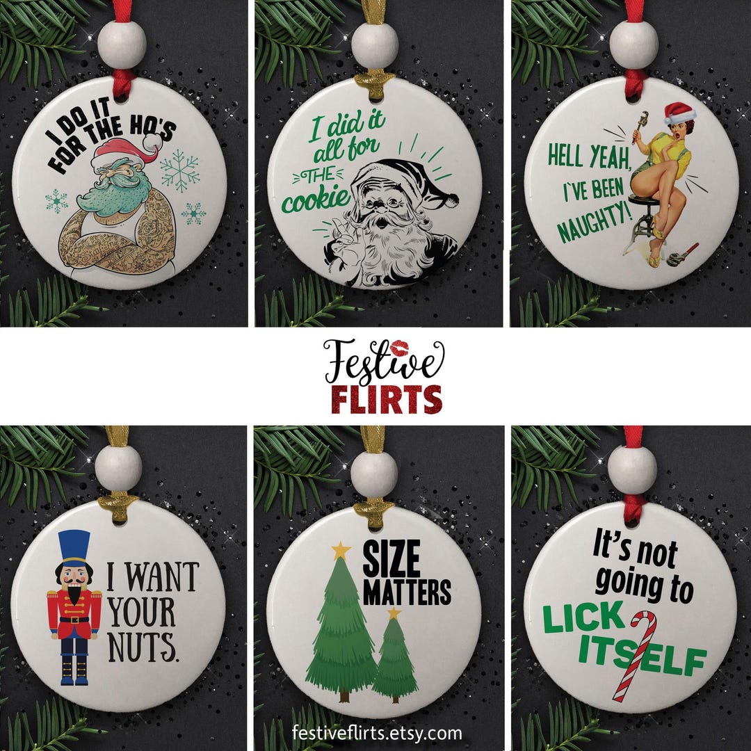 Adult Naughty Christmas Tree Ornaments, Funny NSFW Holiday, Dirty Santa ...