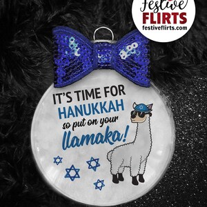 Llamaka Yarmulke Funny Hanukkah Ornament or Wine Bottle Bag, Cute ...