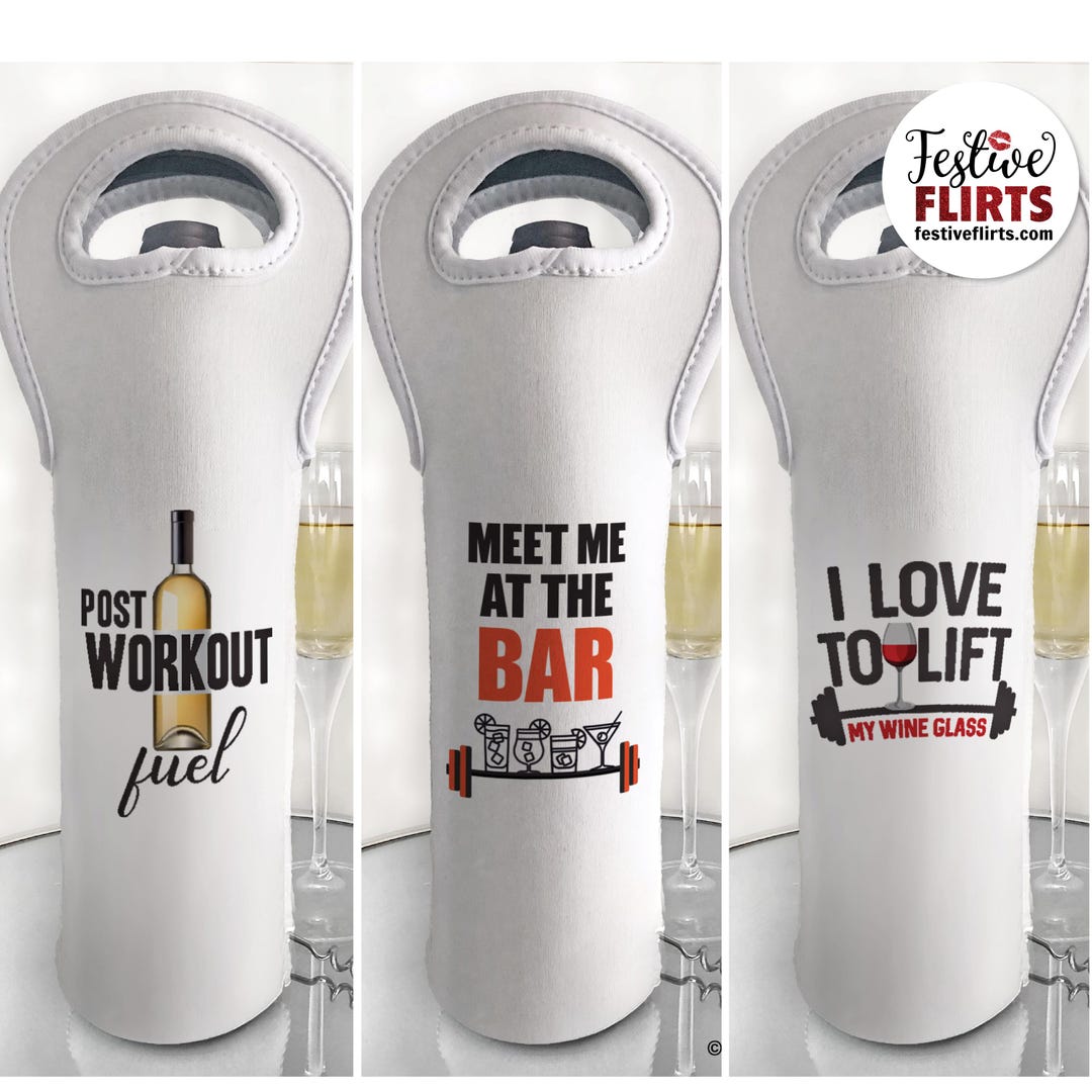 Funny Workout Fuel Wine Bag for Fitness Lovers, Reusable Wine Bottle ...