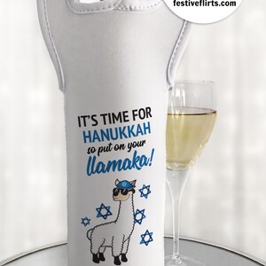 Llamaka Yarmulke Funny Hanukkah Ornament or Wine Bottle Bag, Cute ...