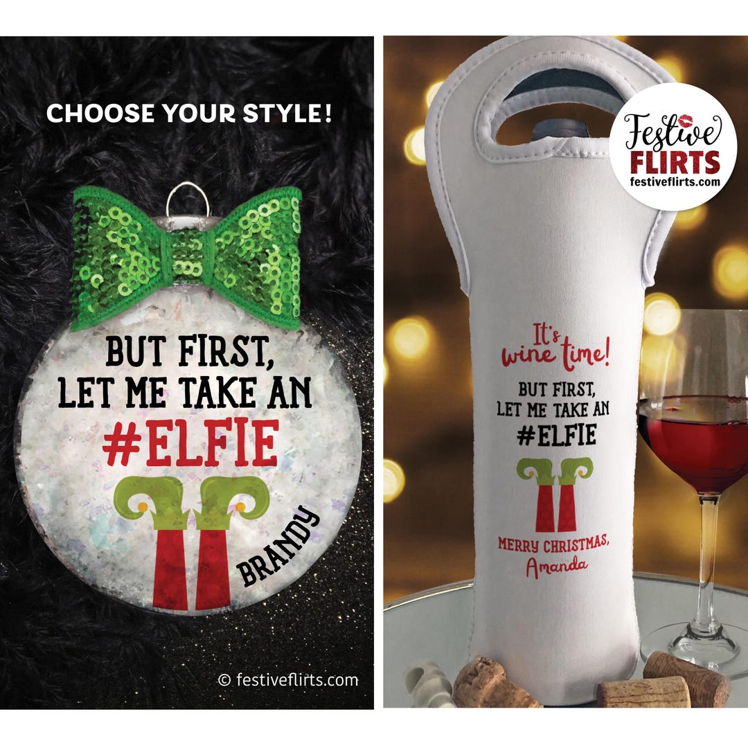 Personalized Let Me Take an Elfie Handmade Christmas Glass Ornament or ...