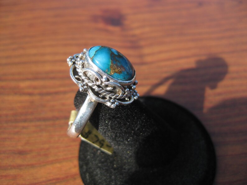 Blue Turquoise With Copper Matrix 14x10mm Stone Cabochon Sterling ...