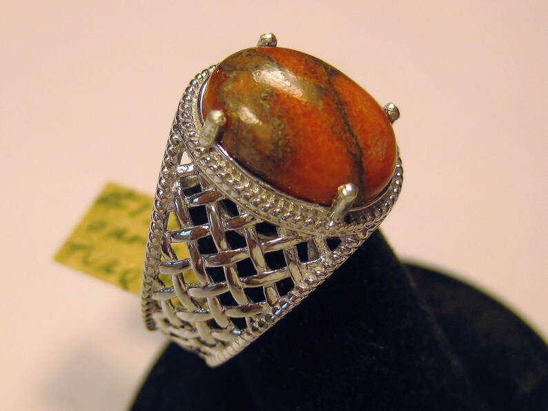 Orange Turquoise With Copper Matrix 14x10mm Cabochon Set in Sterling ...