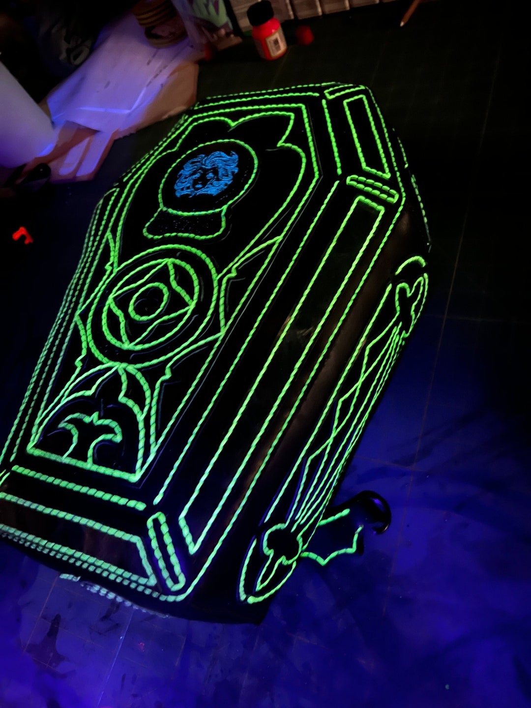 Glow in the Dark Madame Leota Leather Coffin Backpack and Wallet - Etsy