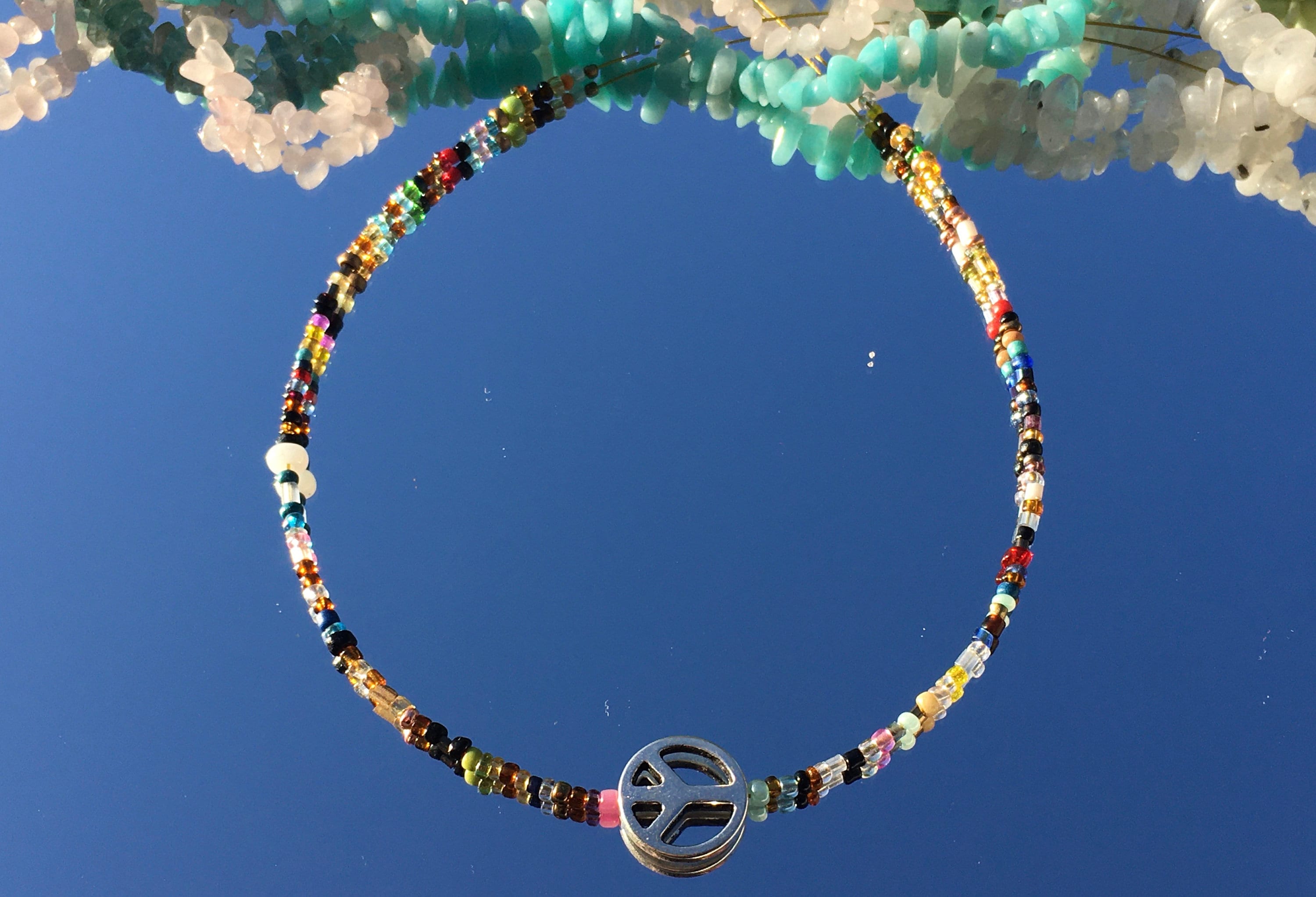 Peace Sign Choker,peace Sign Necklace,beaded Choker/beaded Necklace ...