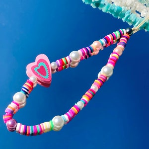 Alice in Wonderland Heart Phone Charm/rainbow Phone Charm/white Pearl ...