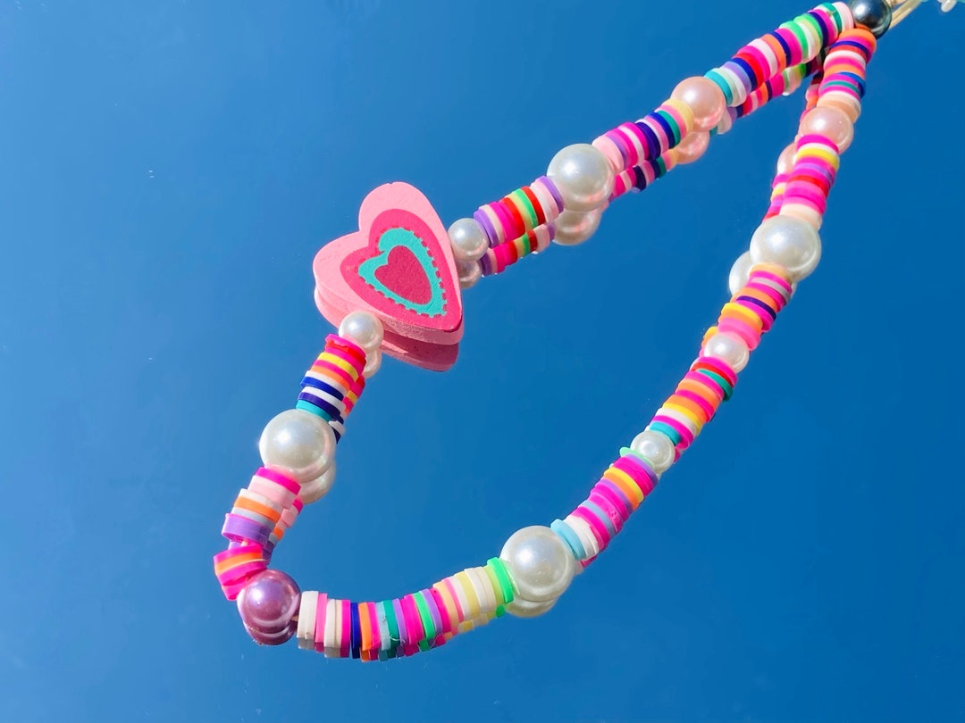 Alice in Wonderland Heart Phone Charm/rainbow Phone Charm/white Pearl ...