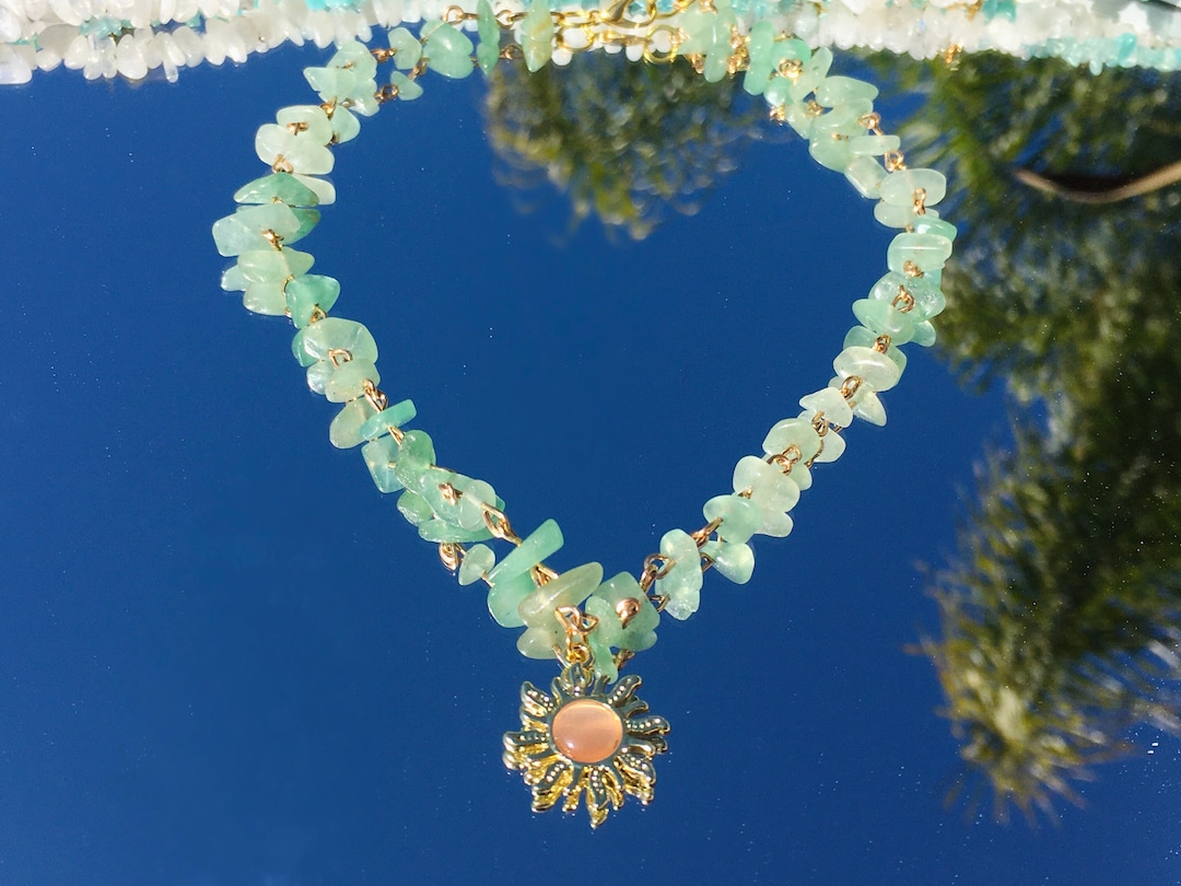 Gold Sun Pendant Choker,sun Necklace,beaded Choker,beaded Necklace ...
