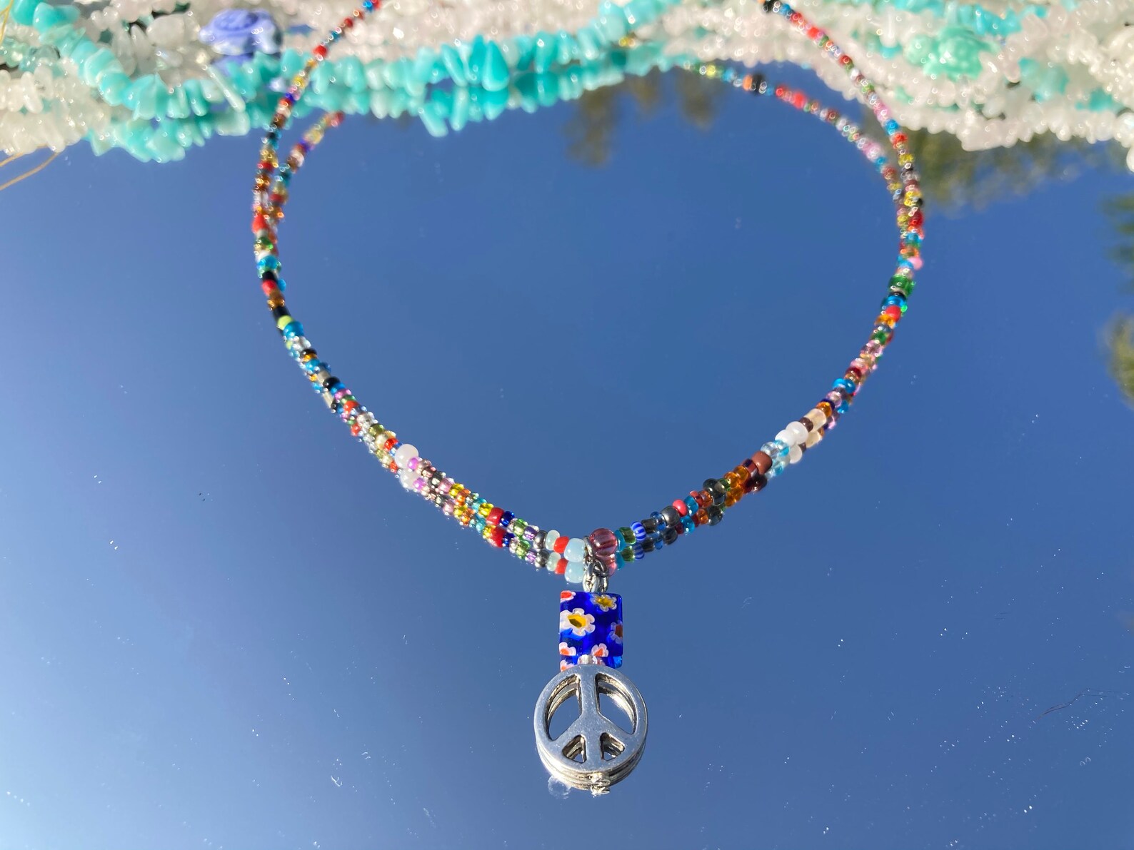 Peace Sign Choker,peace Sign Necklace,beaded Choker/beaded Necklace ...