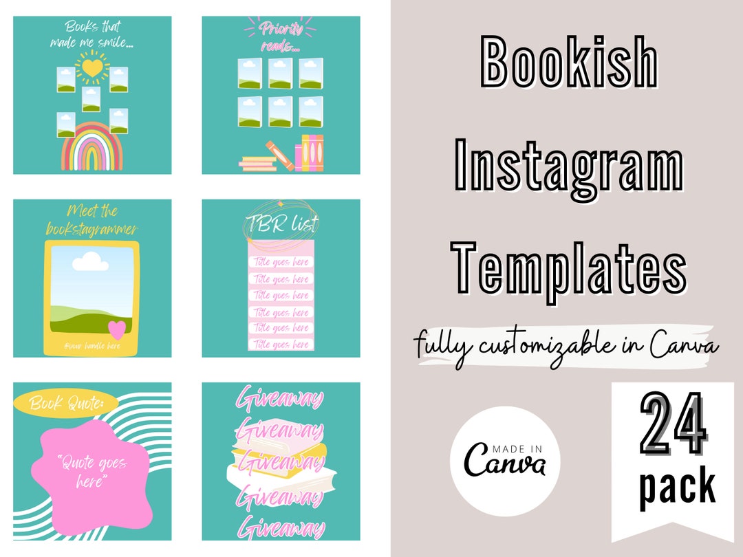 Bookstagram Template Bundle, Instagram, Editable Canva Templates ...