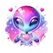 Cute Alien Clipart, Alien Heart Hands PNG, Trendy Galaxy Alien Clipart ...
