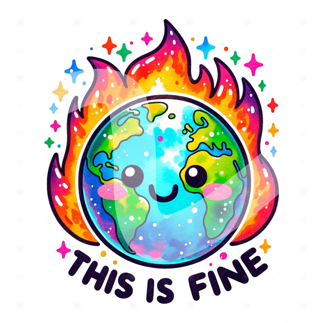 This is Fine PNG, Earth on Fire Clipart, Sarcastic Sassy Clipart ...