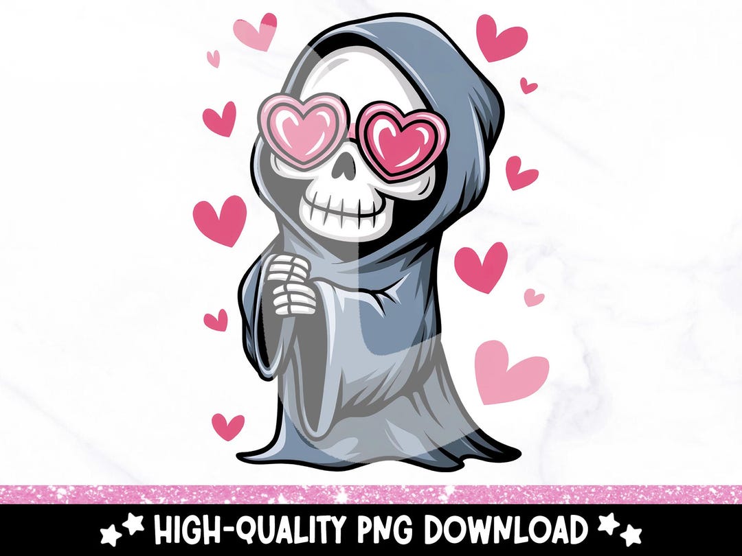 Grim Reaper Valentines PNG: Spooky Anti Valentines Day Clipart (digital ...