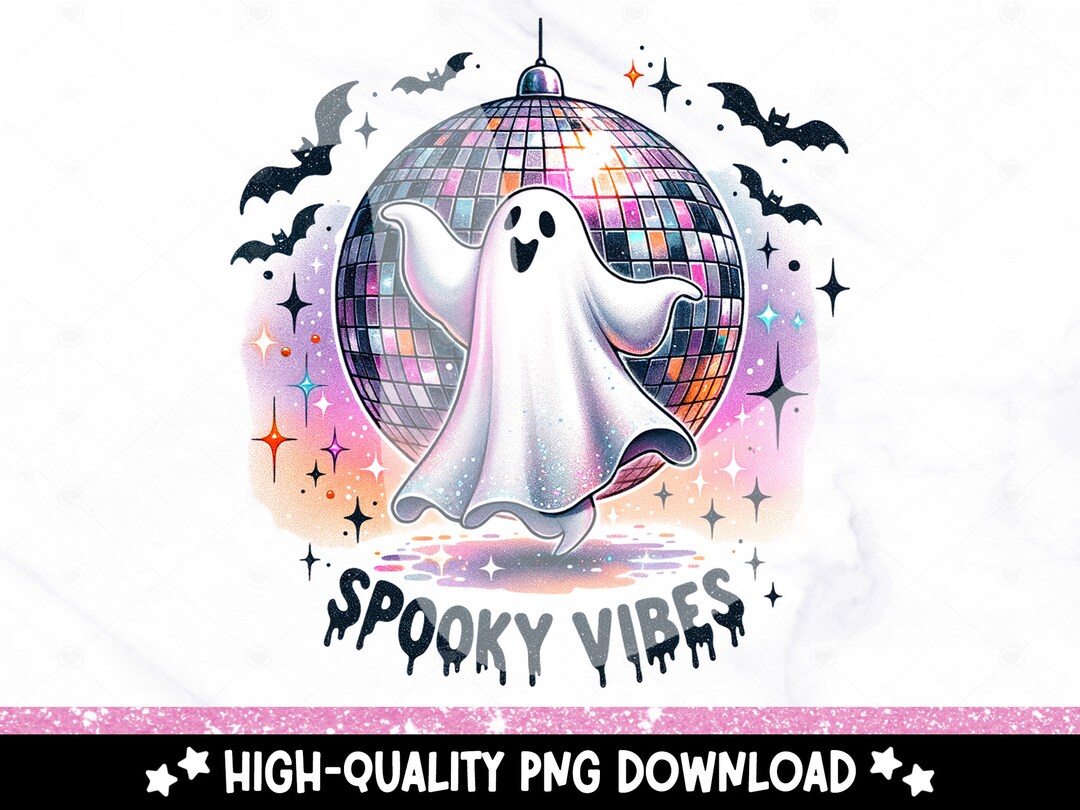 Retro Disco Ghost PNG: Groovy Halloween Clipart (digital Download) - Etsy