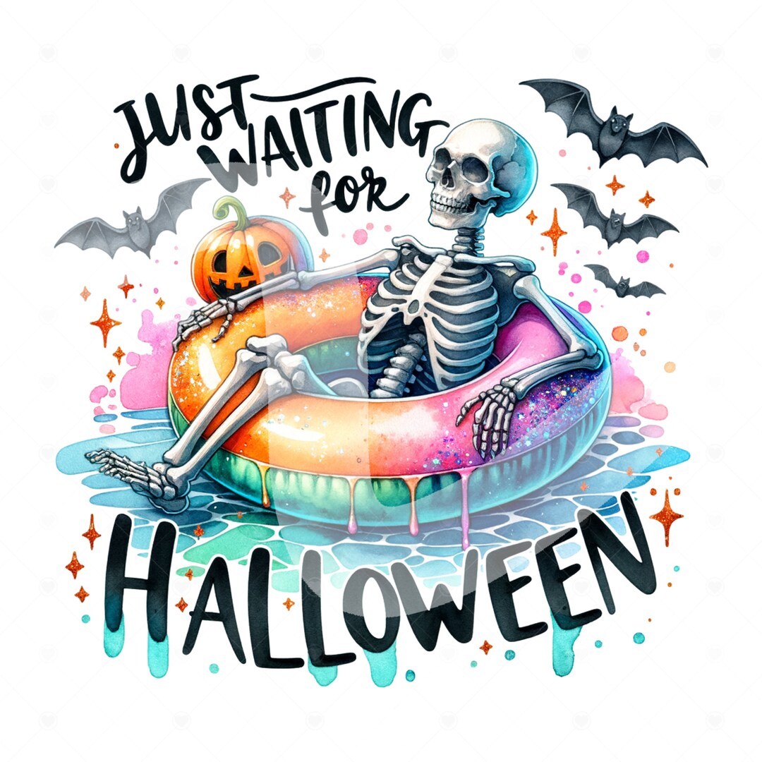 Just Waiting for Halloween PNG, Cute Summerween Clipart, Spooky Summer ...