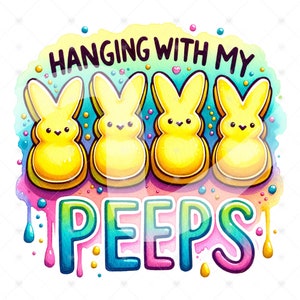 Cute Pastel Easter Bunny Clipart, Easter Peeps Shirt Sublimation Design ...