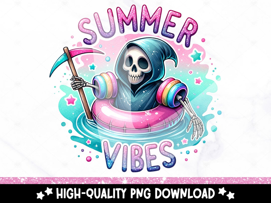 Summer Skeleton PNG: Spooky UV DTF Design (digital Download) - Etsy