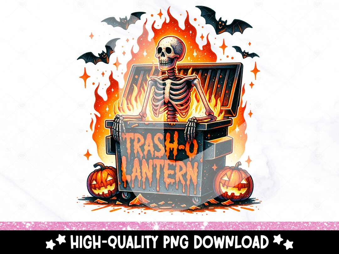 Halloween Dumpster Fire Skeleton PNG: Snarky Clipart (digital Download ...