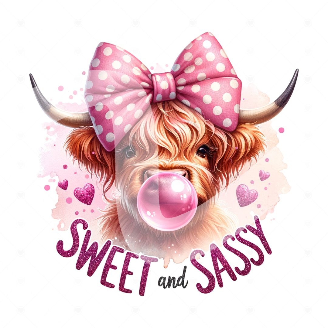 Sweet and Sassy PNG, Cute Highland Cow Clipart, Sassy Heifer Cow ...