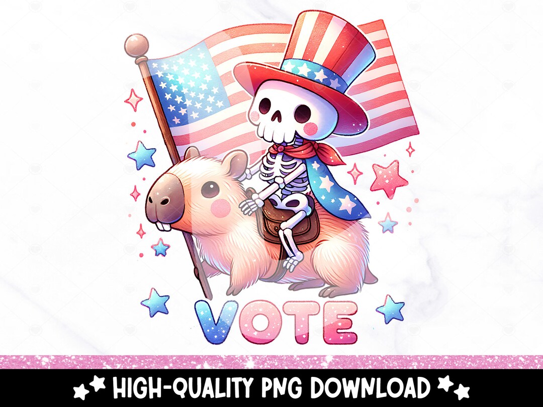 Funny Election 2024 Clipart: Skeleton Capybara Vote PNG (digital ...