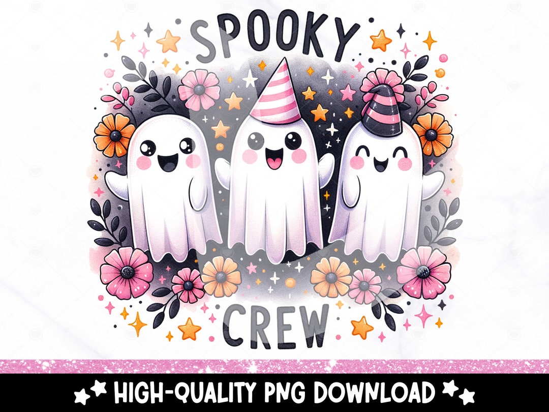 Spooky Crew PNG, Cute Ghost Sublimation Design, Halloween Ghosts ...