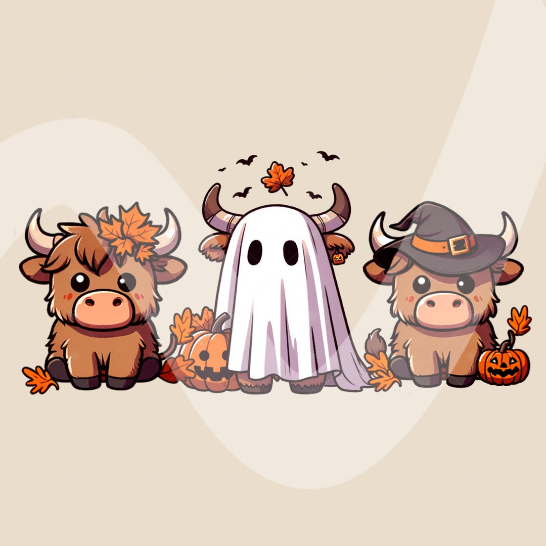 Highland Cow Halloween PNG, Cute Halloween PNG, Western Halloween ...