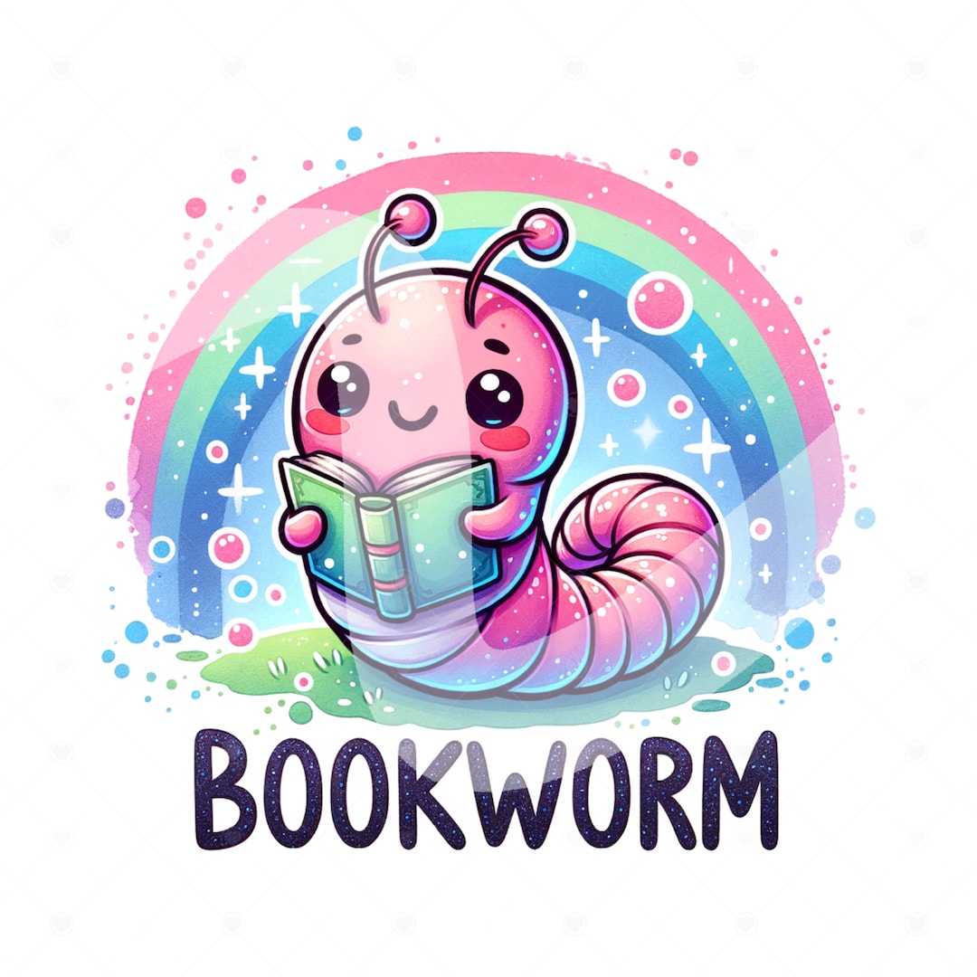 Cute Bookworm PNG, Reading Book Worm Clipart, Reading Trash PNG, Book ...
