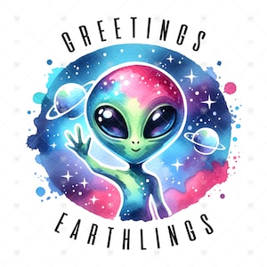 Cute Alien Clipart, Greetings Earthlings PNG, Funny Alien PNG, Alien ...