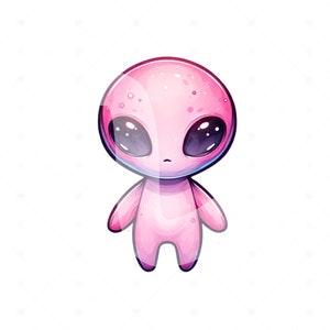 Cute Pink Alien PNG, Simple Alien Clipart, Trendy Funny Design for ...