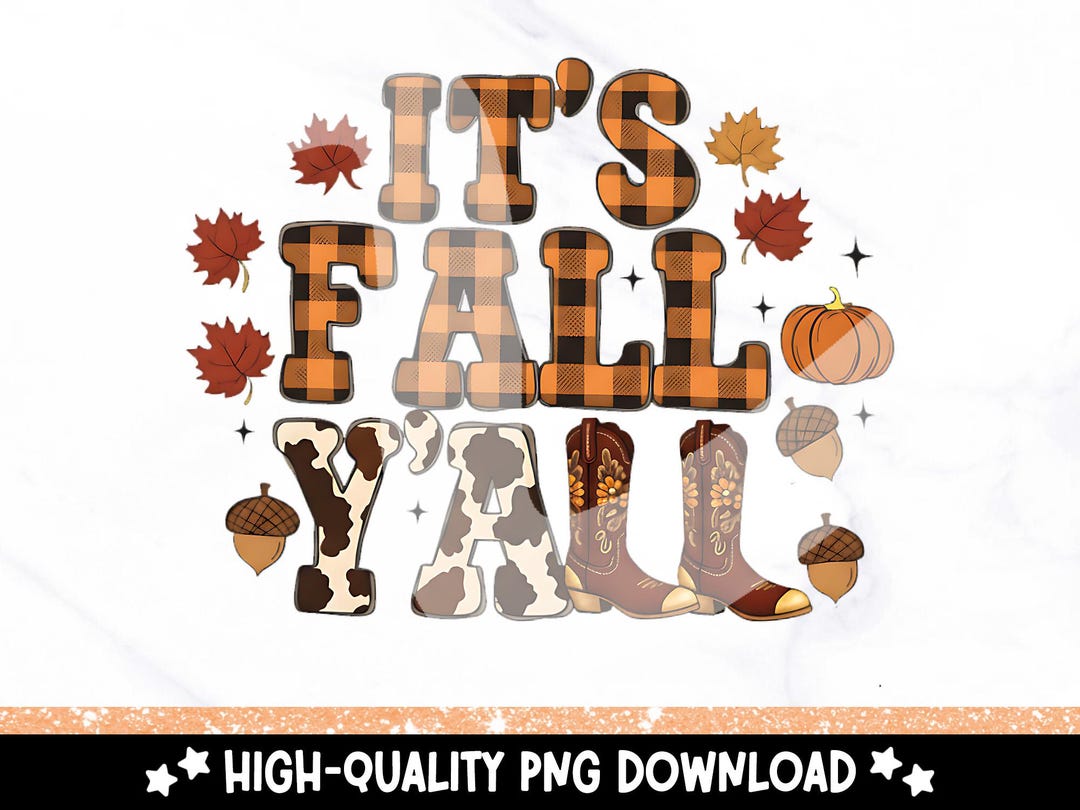 Preppy Western Fall PNG: Fall Y'all Cowboy Clipart (digital Download ...