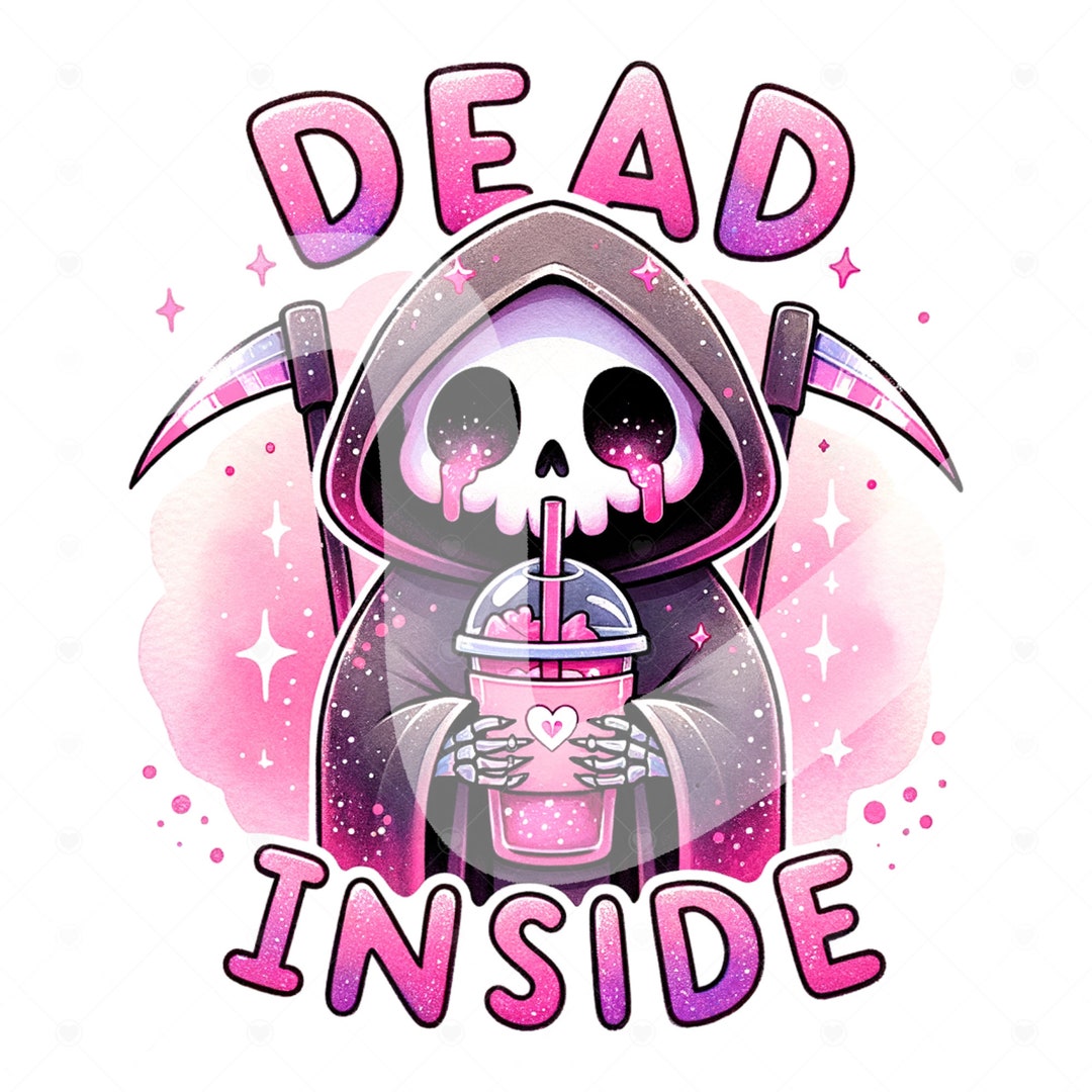 Dead Inside Grim Reaper Clipart, Coffee Shirt Sublimation Design ...