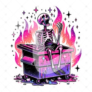 Snarky Skeleton Dumpster Fire PNG: Emo Clipart (digital Download) - Etsy