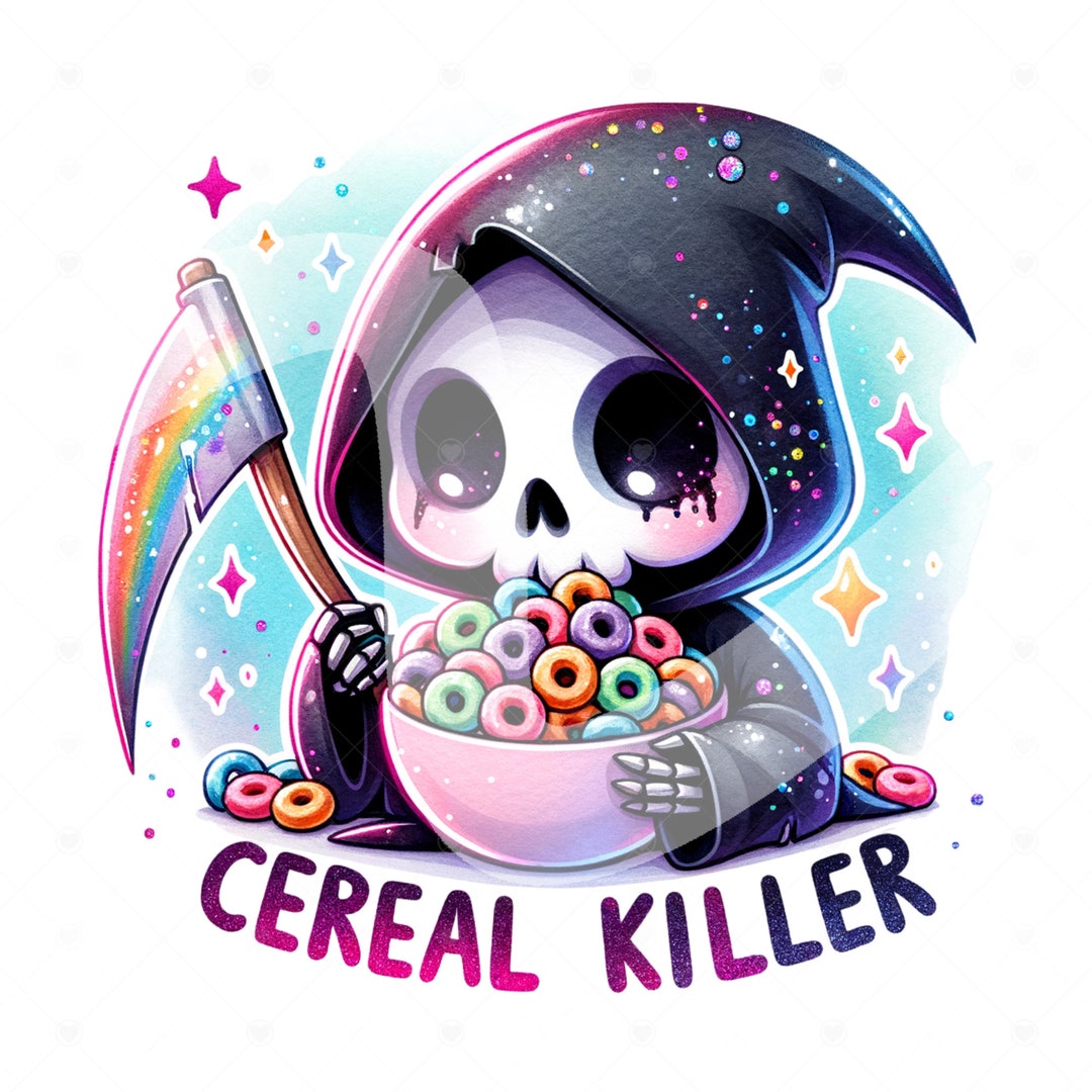 Funny Cereal Killer PNG, Sarcastic Skeleton Sublimation Design, Witchy ...