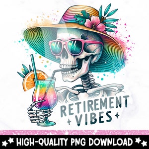Retirement Vibes Sublimation Design, Tropical Tshirt DTF Transfer File ...