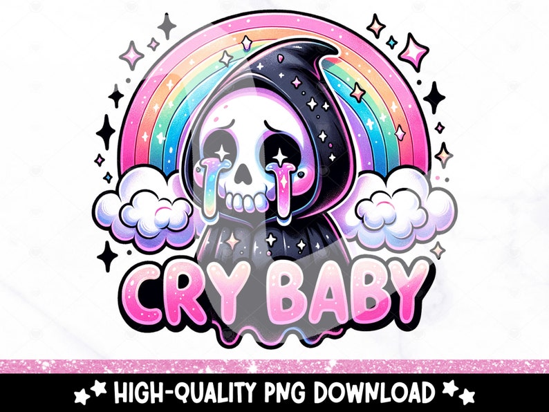 Cry Baby Grim Reaper PNG: Sad Skeleton Clipart (digital Download ...
