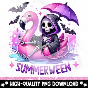 Summerween Clipart: Spooky Halloween Skeleton Design (PNG Digital ...