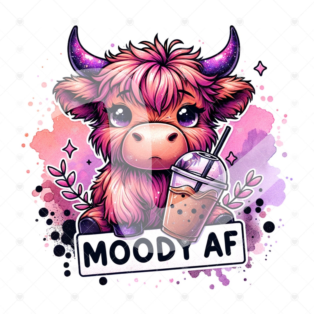 Moody AF Highland Cow Clipart: Western Sublimation Design (PNG) - Etsy