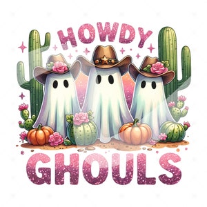 Howdy Ghouls PNG: Funny Western Ghost, Halloween Design (digital ...