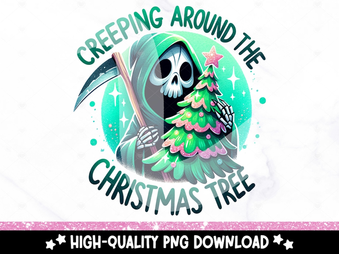 Christmas Skeleton PNG, Creeping Around the Christmas Tree Clipart ...