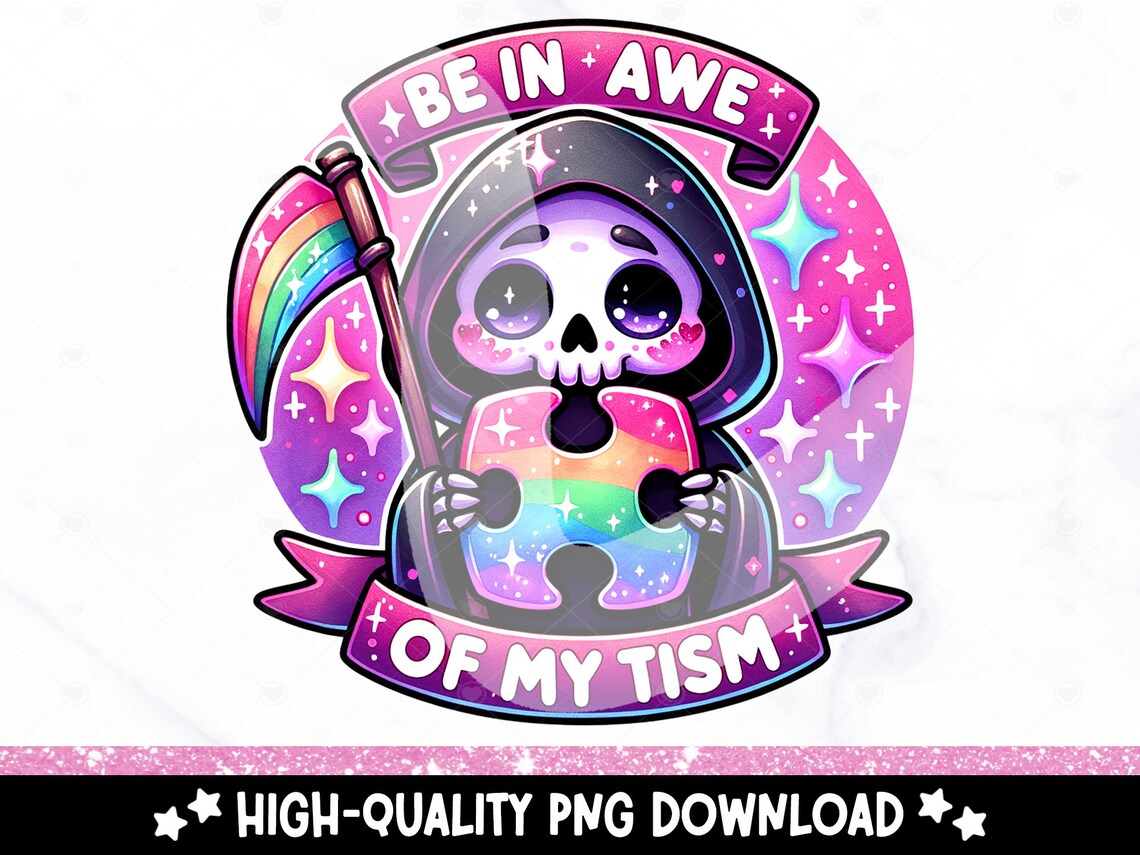Funny Autism Awareness Skeleton PNG: Neurodivergent Clipart (digital ...