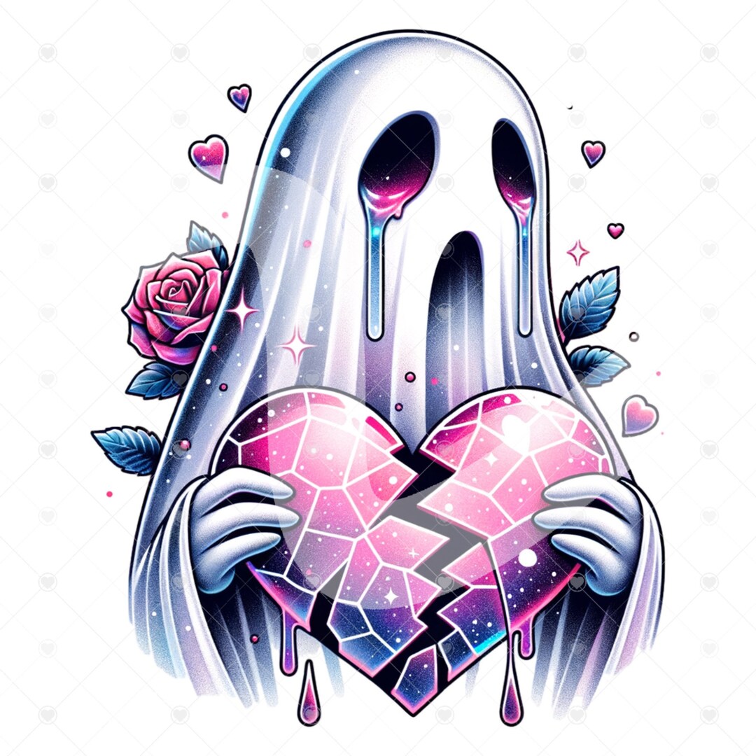 Sad Ghost Clipart, Broken Heart PNG, Heartless Ghost Clipart, Spooky ...
