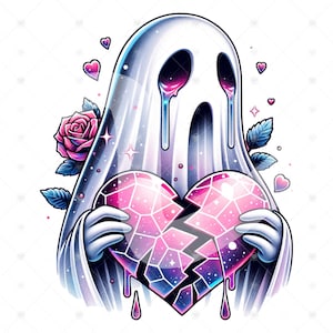 Sad Ghost Clipart, Broken Heart PNG, Heartless Ghost Clipart, Spooky ...