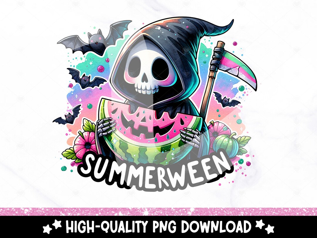 Summerween Clipart: Spooky Halloween Watermelon Design (PNG Digital ...