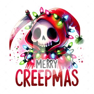 Merry Creepmas PNG, Christmas Skeleton Sublimation Design, Santa Skull ...