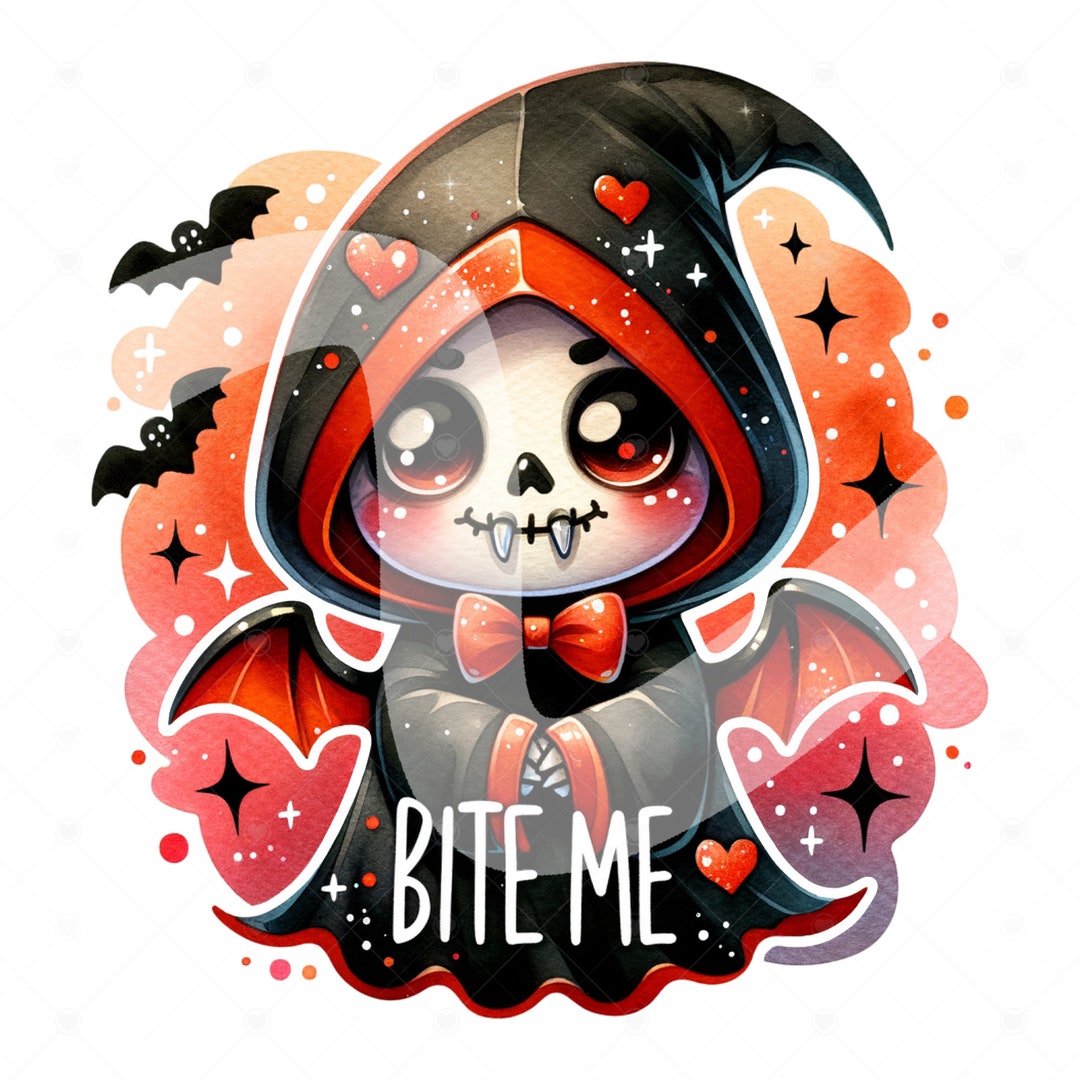 Bite Me Vampire PNG, Spooky Halloween Clipart, Grim Reaper Sublimation ...
